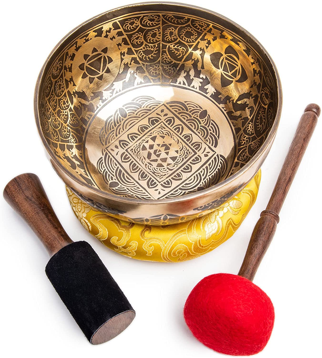 Large Tibetan Singing Bowl Set - 8.5" Master Healing Grade For Sound Bath Chakra 7 Metal Meditation Yoga By Himalayan Bazaar