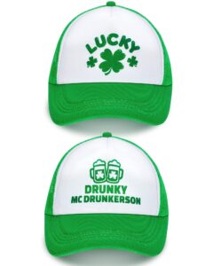 st. patrick's day trucker hat 2 pieces irish green mesh cap shamrock hat saint patrick's day accessories four-leaf clover baseball cap