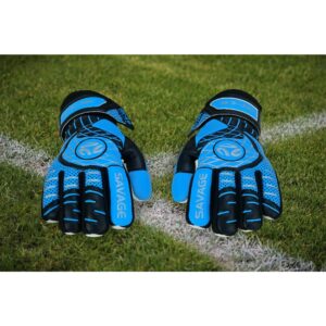 K-LO Goalkeeper Gloves: Savage Rise Soccer Goalie Gloves - Blue Size 8 (Unisex, Youth, Kids & Adult) - Fingersaves for Protection | Strong Grip Palm