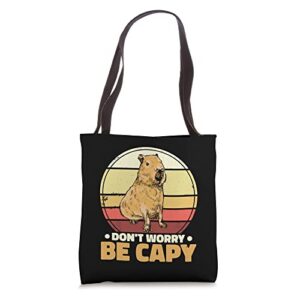 don't worry be capy capybara tote bag