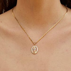 Barzel 18K Gold Plated Three-Tone Crystal Mother Mary Pendant Necklace (24")