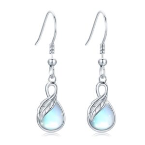 midir&etain crystal flower/daisy 925 sterling silver hoop earrings moonstone daisy jewelry birthday valentine's day christmas gift for women (moonstone leaf earrings)