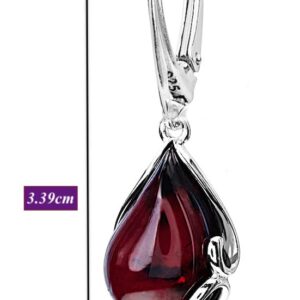 Ian and Valeri Co. Black Cherry Amber Sterling Silver Leverback Earrings