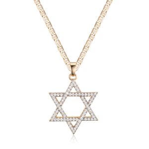 barzel 18k gold plated crystal star of david charm necklace (20")