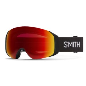 smith 4d mag s goggles with chromapop lens – performance snowsports goggles with easy lens change technology for skiing & snowboarding – for men & women – black + sun red mirror lens