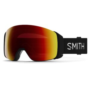 smith 4d mag goggles with chromapop lens – performance snowsports goggles with easy lens change technology for skiing & snowboarding – for men & women – black + sun red mirror lens