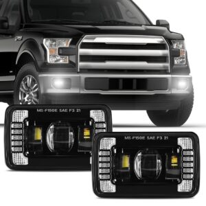 4x4flstc dot approved led fog lights assembly with drl replacement led bumper driving fog light kit compatible with ford f150 2015 2016 2017 2018 2019 2020 clear lens 1 pair - black