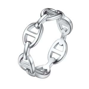 silver chain rings for women plain silver mariner link chain rings size 7 for women stacked