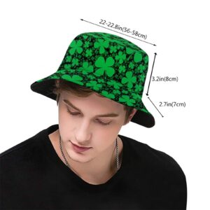 St. Patrick's Day Bucket Hat for Adult Lucky Clover Fisherman Hat Travel Packable Sun Cap Outdoor Hat for Women and Men