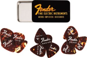 fender fine electric guitar picks 351 shape, 12-pack tin