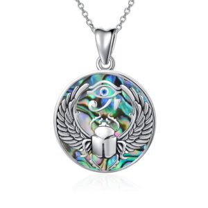 pelovny eye of horus necklace scarab pendant sterling silver eye of providence horus eye ancient egyptian protection amulet all-seeing-eye necklace for women