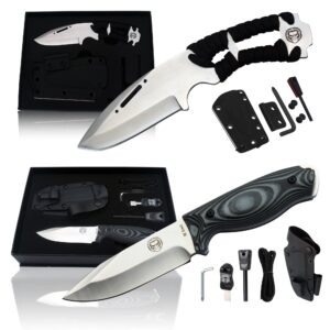 d2 damascus steel survival knife gift set and edc d2 paracord neck knife bundle