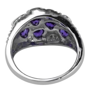 CARILLON Vintage 925 Sterling Silver Natural Amethyst Victorian Style Christmas Ring (Sterling Silver, 7)