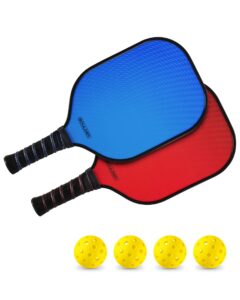 boulder pickleball paddles - carbon fiber paddle set of 2 racquets and 4 balls - complete pickleball set for beginners and experts