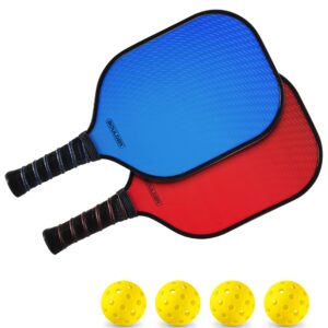 Boulder Pickleball Paddles - Carbon Fiber Paddle Set of 2 Racquets and 4 Balls - Complete Pickleball Set for Beginners and Experts