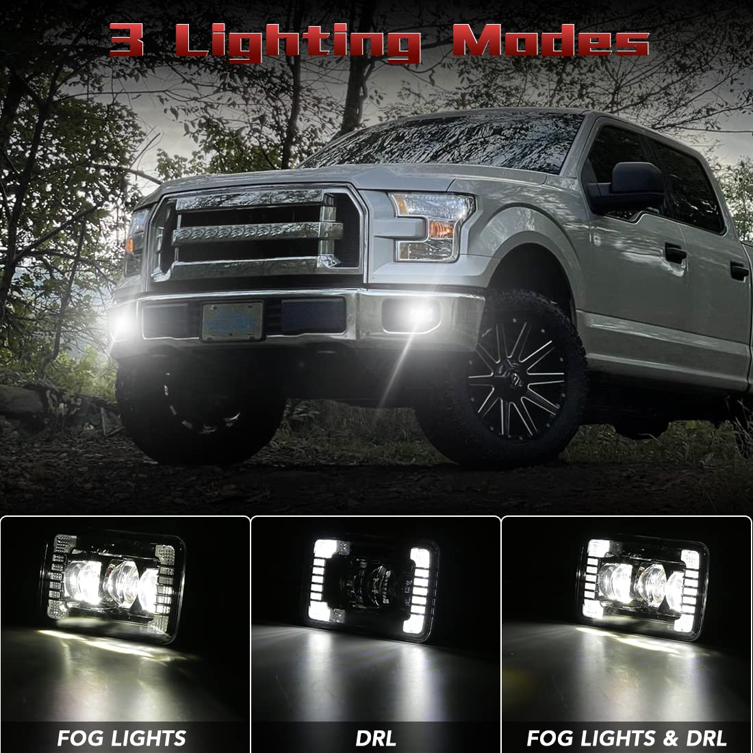 4X4FLSTC DOT Approved LED Fog Lights Assembly with DRL Replacement LED Bumper Driving Fog light Kit Compatible with Ford F150 2015 2016 2017 2018 2019 2020 Clear Lens 1 Pair - Black