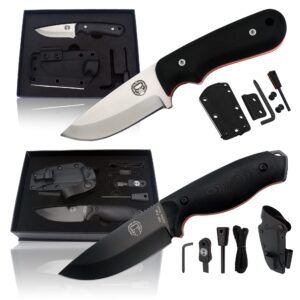 1095 high carbon survival steel knife gift set and edc d2 damascus steel neck knife bundle