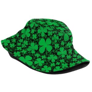 St. Patrick's Day Bucket Hat for Adult Lucky Clover Fisherman Hat Travel Packable Sun Cap Outdoor Hat for Women and Men