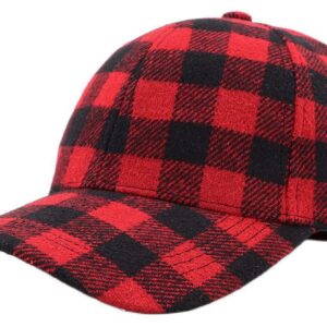 Unisex Buffalo-Plaid Baseball-Hat Red-Black-Check Ball-Cap for Women Men (Medium, Red-Black Plaid)