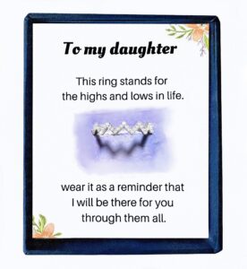 coco jewelry ring gifts for teen girls - to my daughter/daughter-in-law highs and lows inspirational sterling silver rings size 5-10 with ring box and poem (white gold plated, 8)