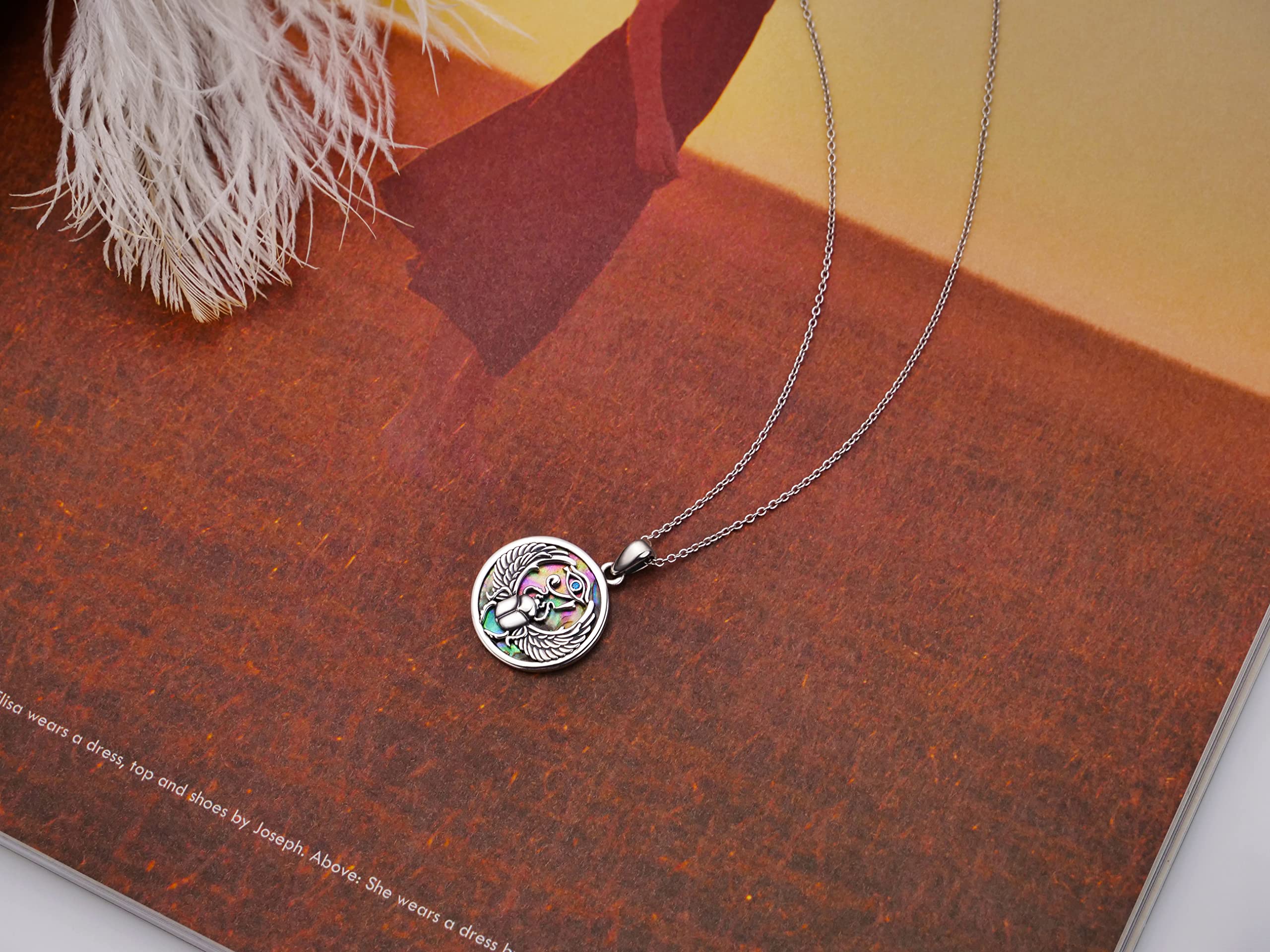 PELOVNY Eye of Horus Necklace Scarab Pendant Sterling Silver Eye of Providence Horus Eye Ancient Egyptian Protection Amulet All-Seeing-Eye Necklace for Women