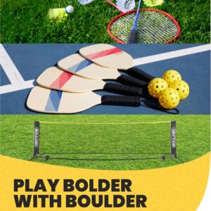 Boulder Pickleball Paddles - Carbon Fiber Paddle Set of 2 Racquets and 4 Balls - Complete Pickleball Set for Beginners and Experts