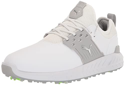 PUMA Men's Ignite Articulate Golf Shoe, White Silver/High-Rise, 10.5