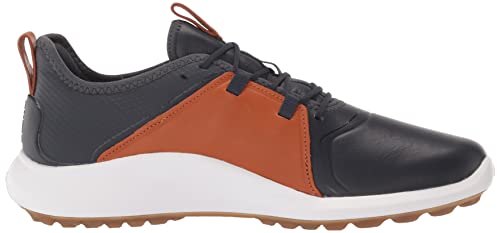 PUMA Men's Ignite Fasten8 Crafted Golf Shoe, Navy Blazer/Gold/Leather Brown, 9.5