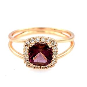 Natural Pink Tourmaline 7 MM Cushion Cut Gemstone 925 Sterling Silver October Birthstone Solitaire Unisex Ring For Christmas Gift (Rose Gold Rhodium Plated Silver, 8.5)