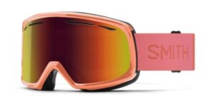 smith optics drift women's snow winter goggle - coral, red sol-x mirror