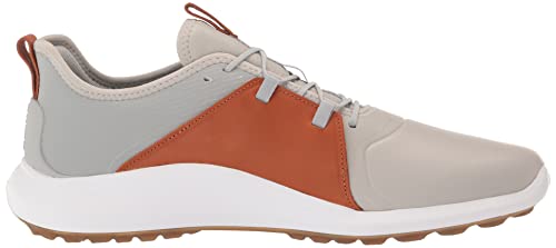 PUMA Men's Ignite Fasten8 Crafted Golf Shoe, High-Rise/Gold/Leather Brown, 12