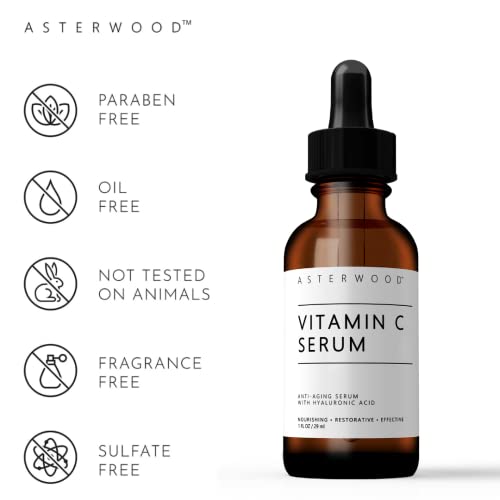 ASTERWOOD Hyaluronic Acid Serum 1 oz + Vitamin C Serum 1 oz