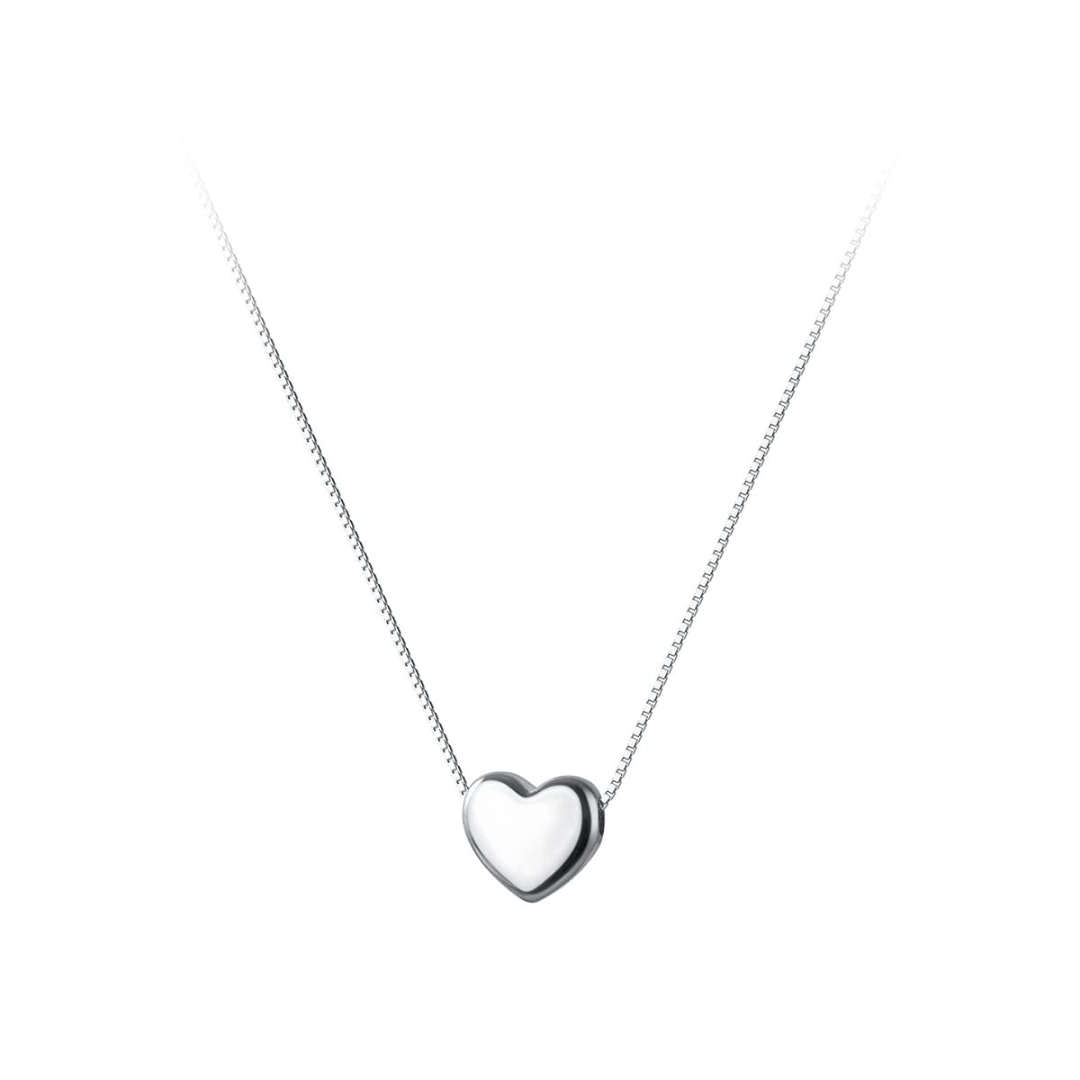 SLUYNZ Genuine 925 Sterling Silver Tiny Love Heart Pendant Necklace for Women Teens Slender Heart Tennis Necklace (A-Silver-0.8cm Heart)