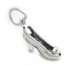 charm - sterling silver - jewelry - pendant - cinderella open toe slingback high heel shoe 3d