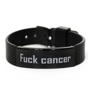 motivational metastatic breast cancer black shark mesh bracelet, fuck cancer, inspirational metastatic breast cancer gifts for metastatic breast cancer warrior