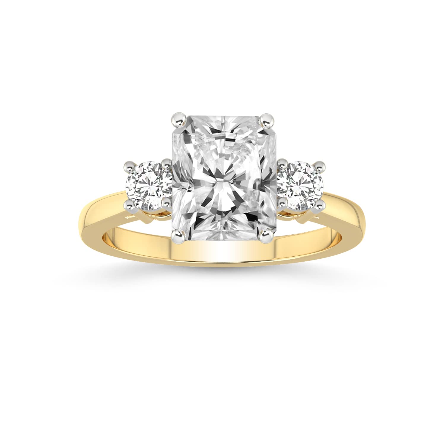 FRIENDLY DIAMONDS 3 ct IGI Certified Radiant Shape Lab Grown Diamond Ring Women's Day Gift | 14K Or 18K White, Yellow Or Rose Gold | Intricacy Three Stone Diamond Ring |FG-VS1-VS2 Quality