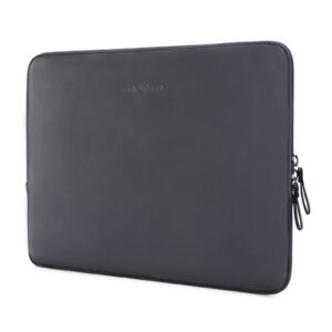 mosiso laptop sleeve bag compatible with macbook air 15 inch 2024 2023 m3 m2/pro 16 2023-2019 m3 a2991 m2 a2780 m1 a2485 a2141, 15-15.6 inch notebook, pu leather padded bag waterproof case, space gray