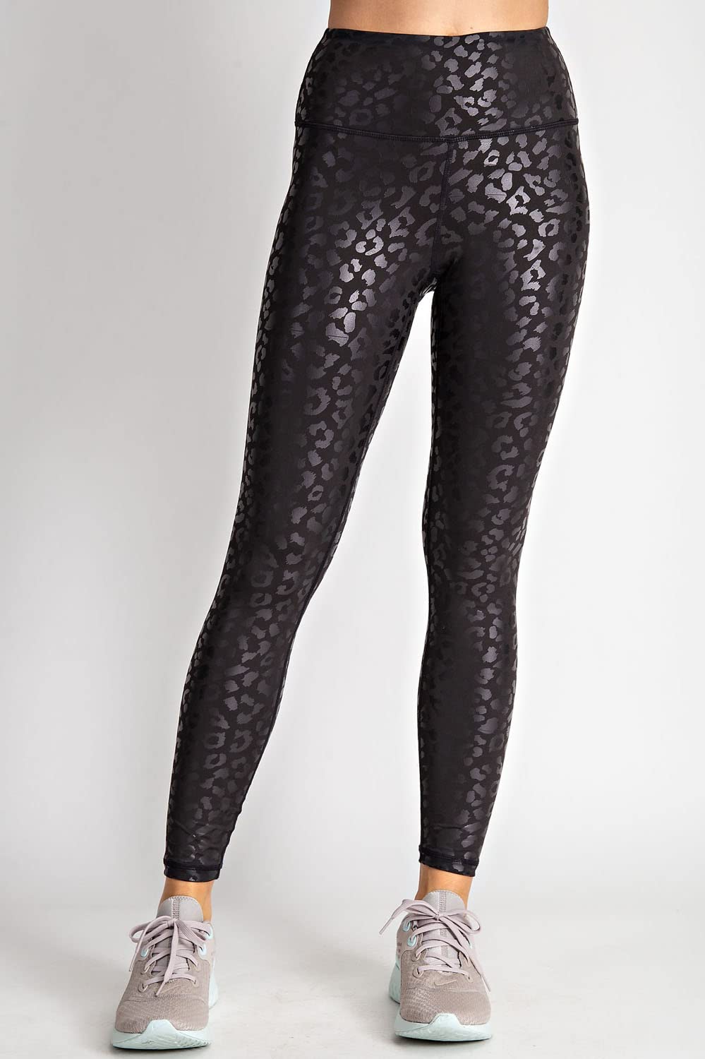 Hype Up Women's High Waisted Printed Super Buttery Soft Activewear Full Length Leggings with Inner Pocket (S-3X) Black/Black