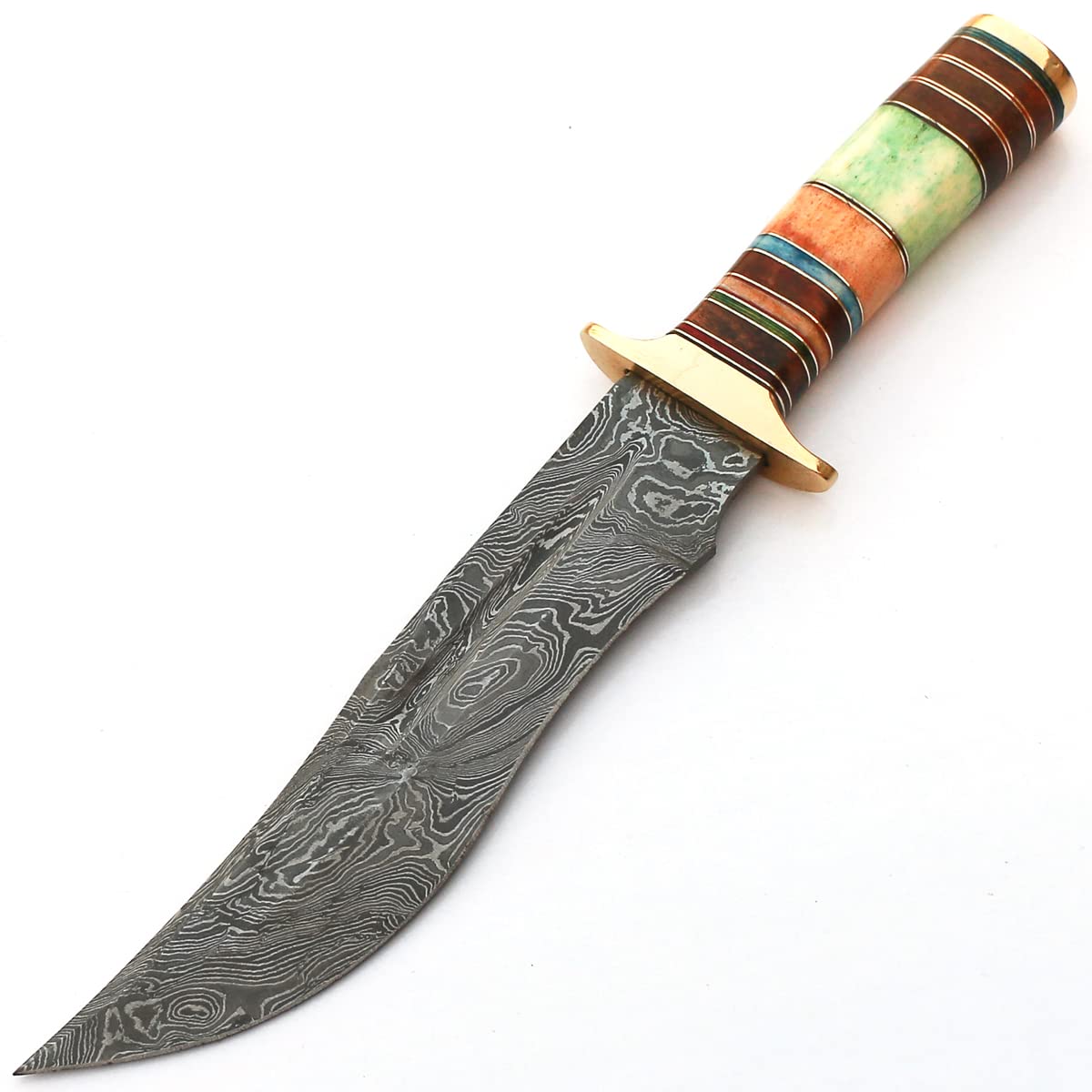 KNI-8936 Handmade Damascus Steel Fixed Blade Hunting Knife with Sheath