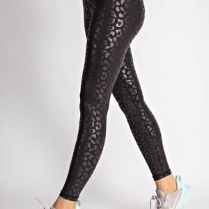 Hype Up Women's High Waisted Printed Super Buttery Soft Activewear Full Length Leggings with Inner Pocket (S-3X) Black/Black