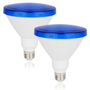 u4glory led par38 blue light bulb - 15w(100watt equivalent) blue led light bulbs, e26 base flood light bulbs perfect for party decoration, porch, home lighting, halloween, christmas, outdoor, 2 pack