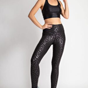 Hype Up Women's High Waisted Printed Super Buttery Soft Activewear Full Length Leggings with Inner Pocket (S-3X) Black/Black