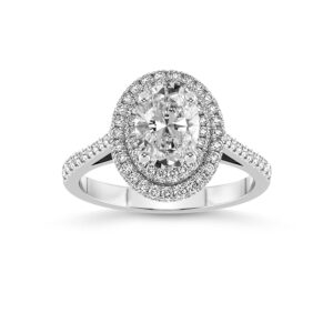 1 carat igi certified oval shape lab grown diamond engagement ring | 14k or 18k in white, yellow or rose gold | arya double halo lab diamond ring |fg-vs1-vs2 quality friendly diamonds