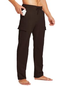 willit men's cotton yoga sweatpants athletic lounge pants cargo open bottom joggers straight leg casual with pockets coffee xl