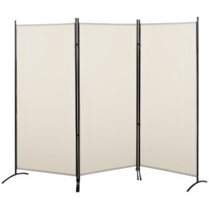 homcom 3 panel room divider screen, 6 ft tall folding privacy screen, freestanding partition wall divider for indoor, home office, beige