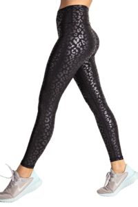 hype up women's high waisted printed super buttery soft activewear full length leggings with inner pocket (s-3x) black/black