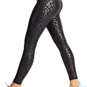 Hype Up Women's High Waisted Printed Super Buttery Soft Activewear Full Length Leggings with Inner Pocket (S-3X) Black/Black