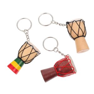 djembe drum keychain african percussion drum charm pendant key ring mini percussion instrument decor for car bag handbag 3pcs