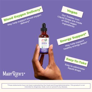 MaryRuth Organics Iron Supplement for Toddlers | Liquid Iron Supplement for Children Ages 1-3 | Iron Supplement for Iron Deficiency | Ferrochel | Sugar Free | Vegan | Non-GMO | Gluten Free | 2 Fl Oz