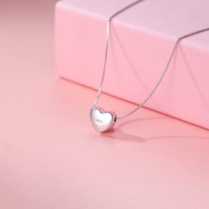 SLUYNZ Genuine 925 Sterling Silver Tiny Love Heart Pendant Necklace for Women Teens Slender Heart Tennis Necklace (A-Silver-0.8cm Heart)